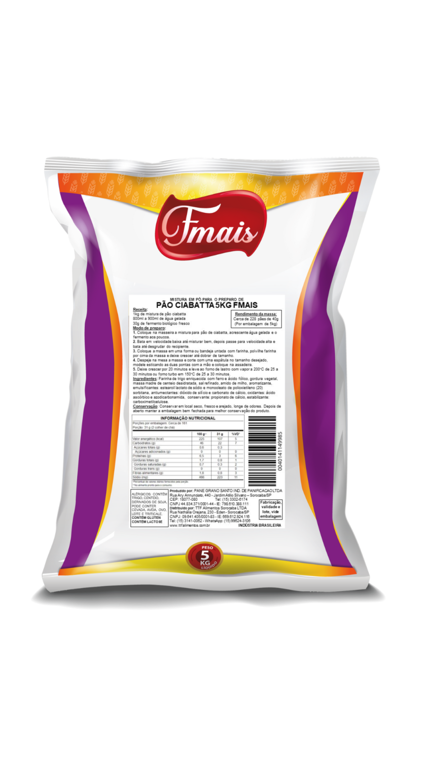 PÃO CIABATTA 5KG FMAIS CÓD: 15746 - TTF Alimentos